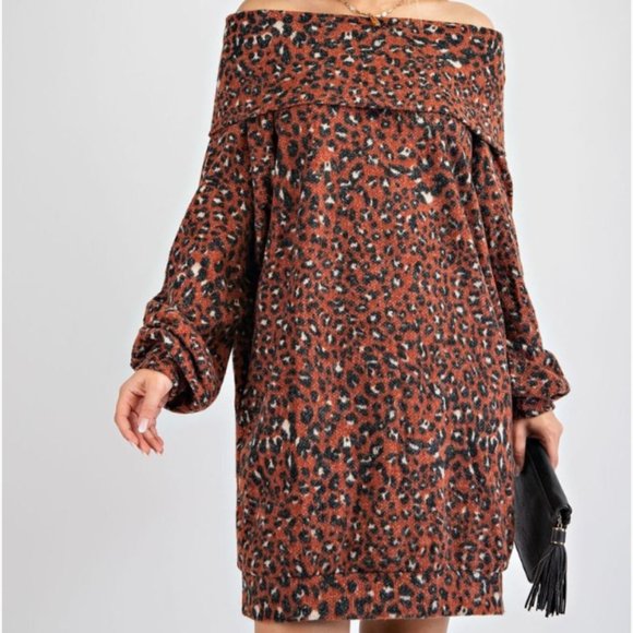 Dresses | 26 Womens Long Sleeve Animal Printed Brushed Hacci Knit Cowl ...